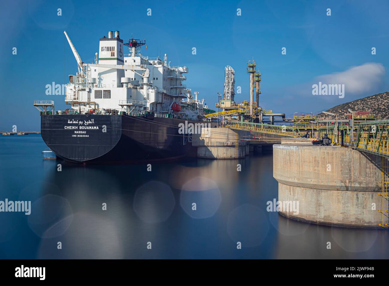Cartagena, Spain. The Cheikh Bouamama gas ship in the Valle de ...
