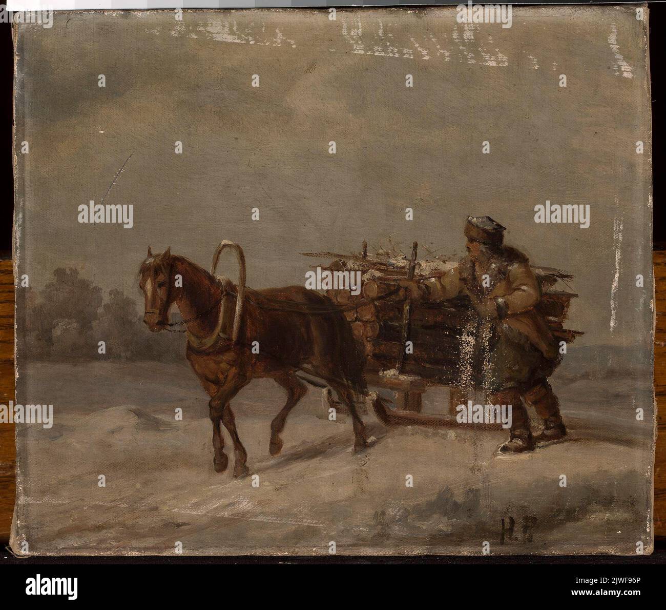 Driver with a cart of wood. Piątkowski, Henryk (1853-1932), painter ...