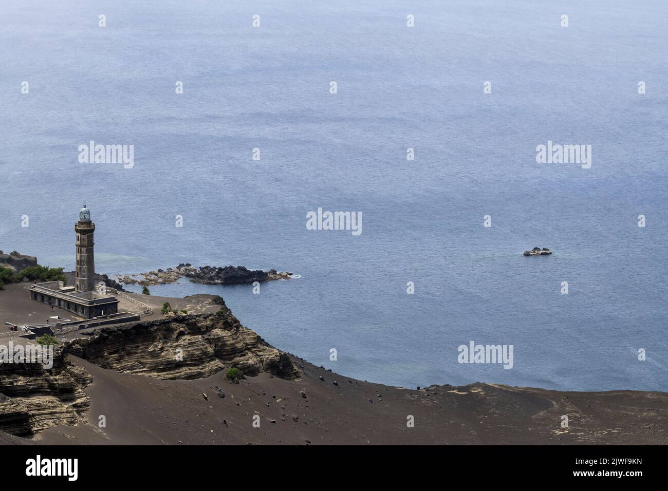 Destroyed lighthouse at Capelinhos Volcano on Faial Island, Azores ...