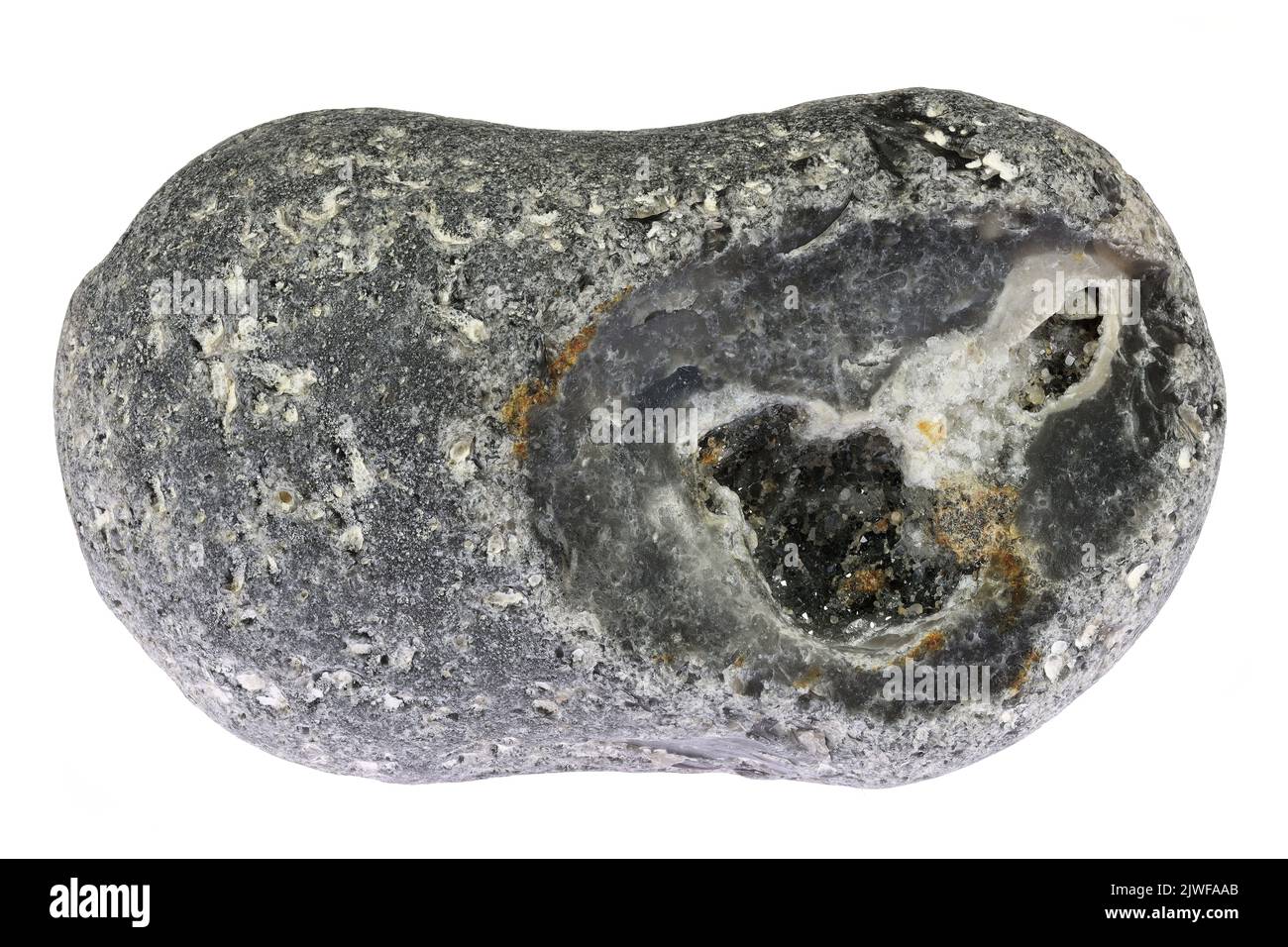 flint with quartz the Baltic Sea coast in Waabs, Germany isolated on ...