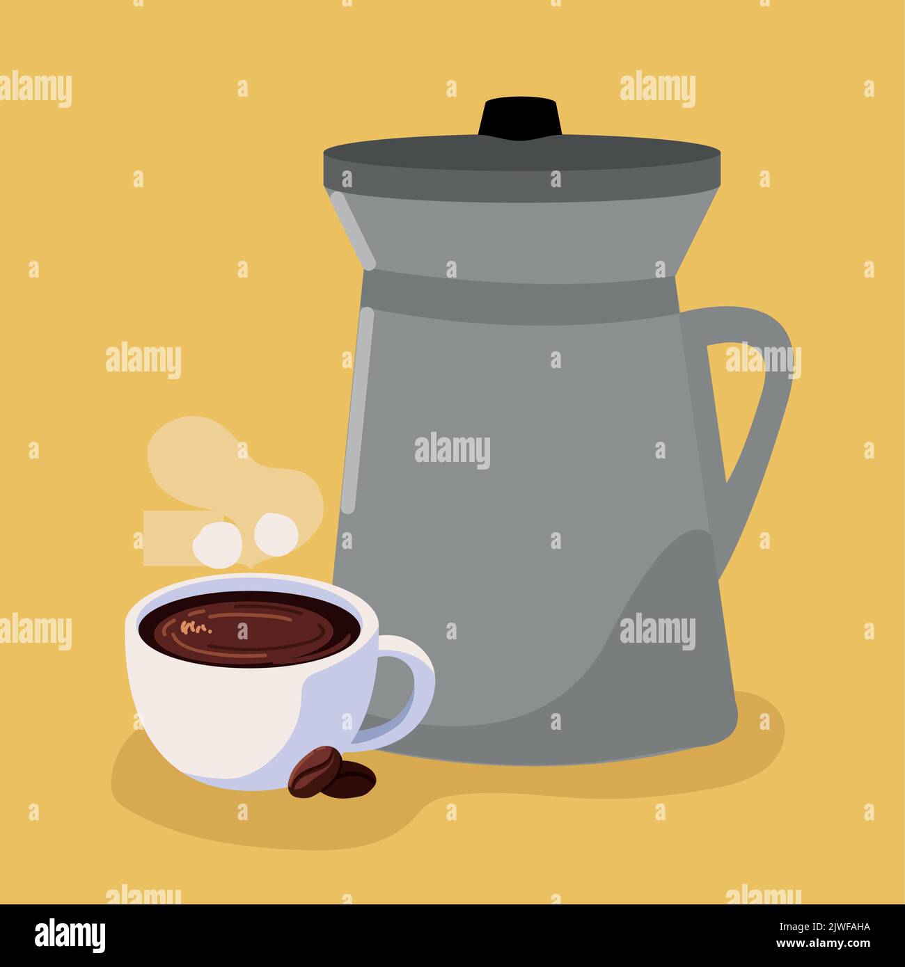 cup and kettle coffee Stock Vector Image & Art - Alamy