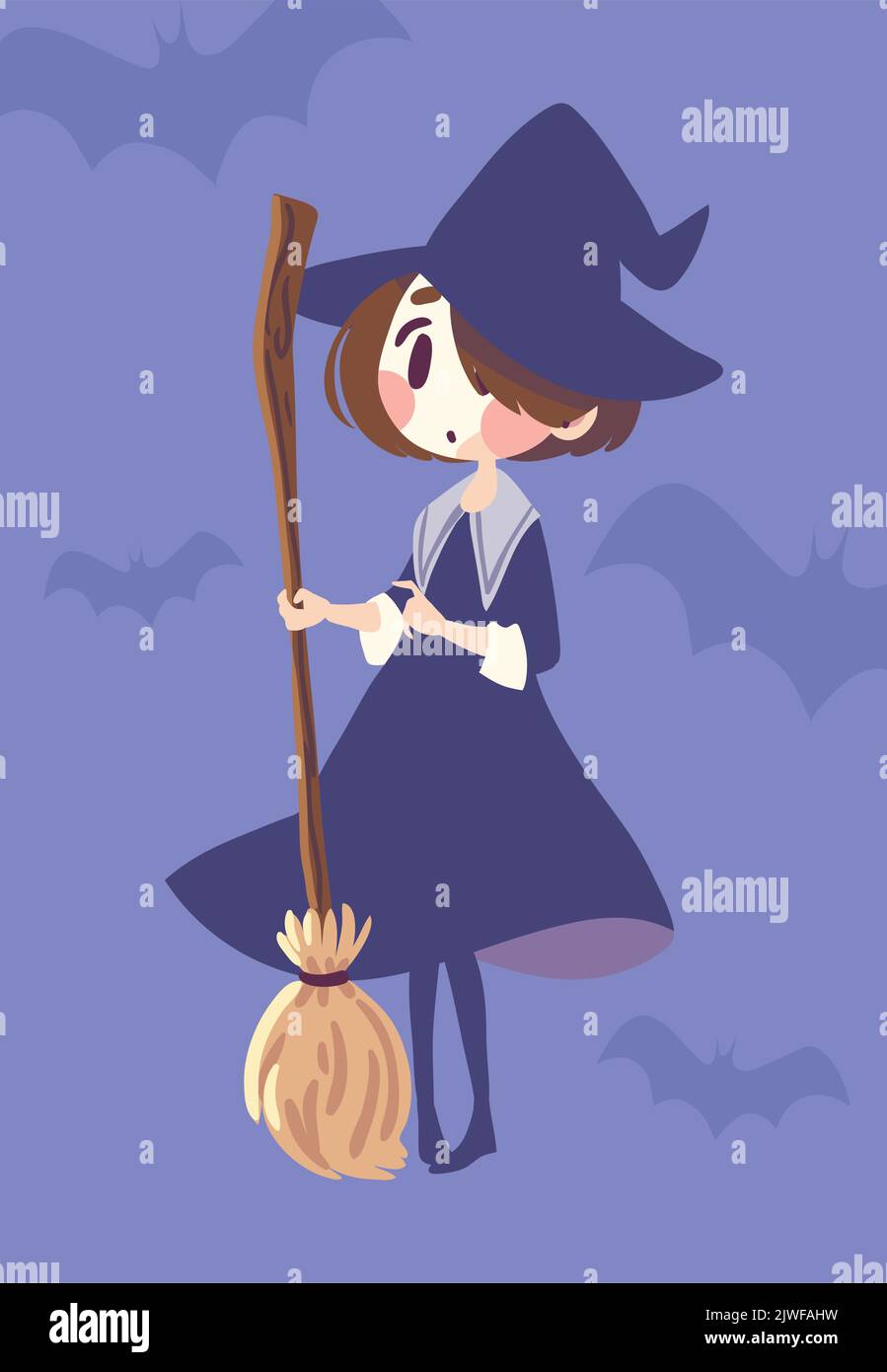 halloween witch with broom Stock Vector Image & Art - Alamy