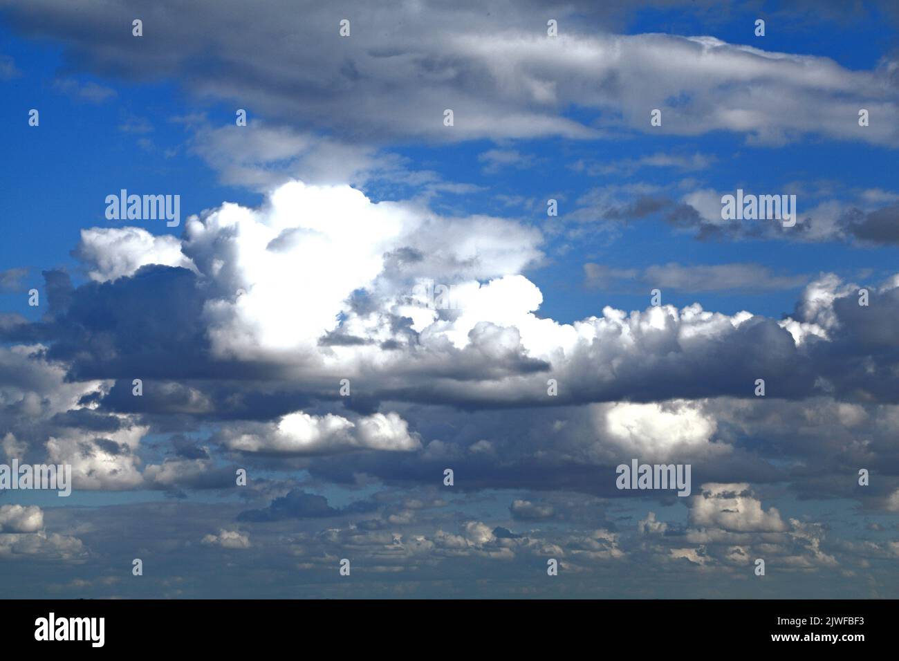 White, grey, dark, cumulus cloud, clouds, blue sky, skies, weather ...