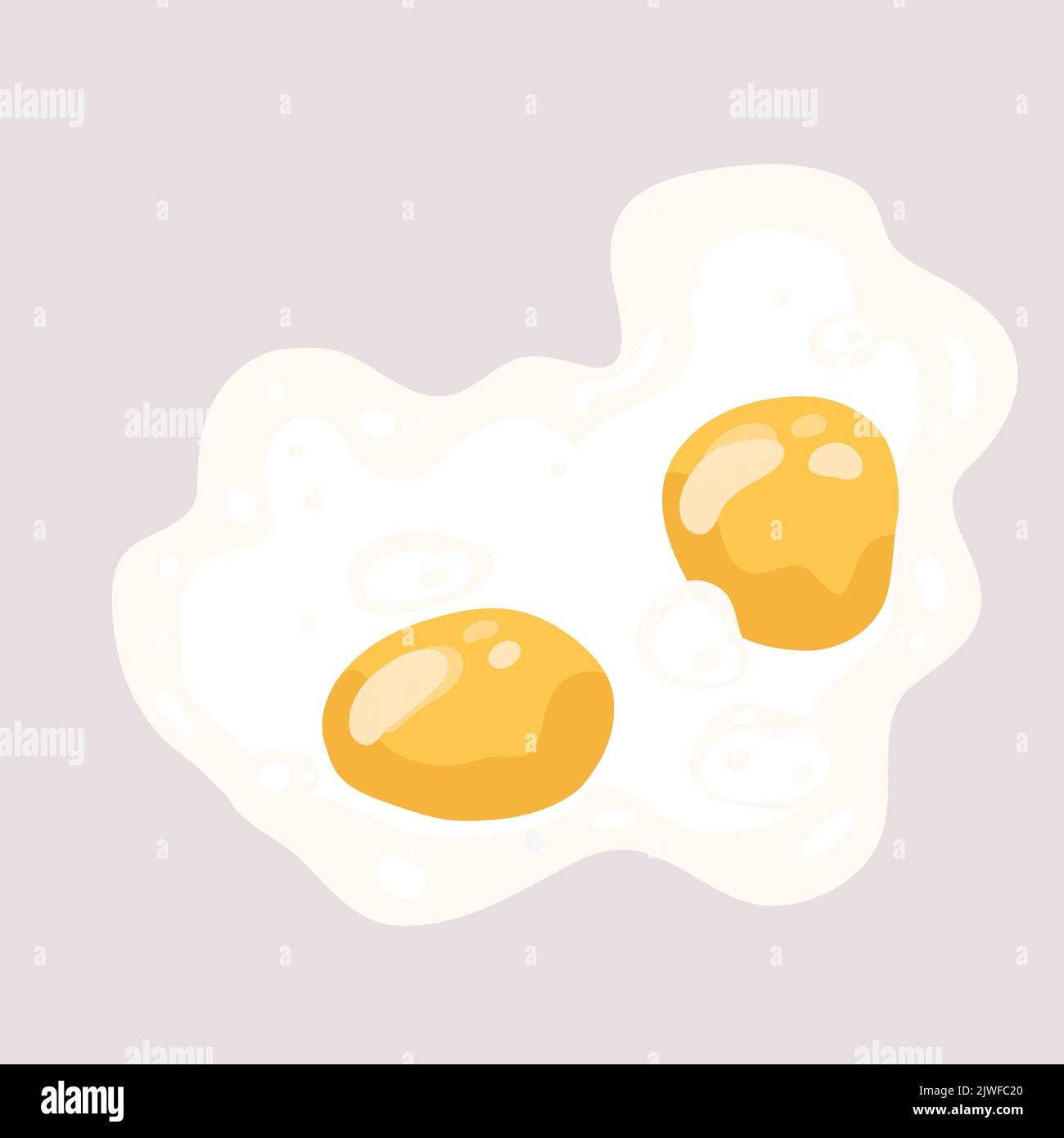 Fried Egg In Cartoon Flat Style Vector Illustration Of Fast Food