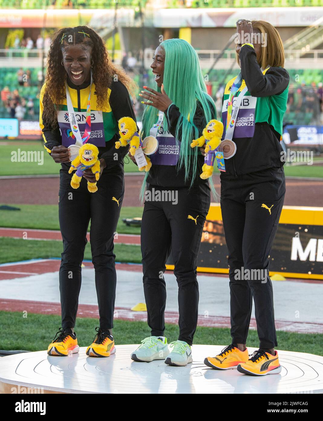 Shericka Jackson, Shelly-Ann Fraser - Pryce and Elaine Thompson-Herah ...
