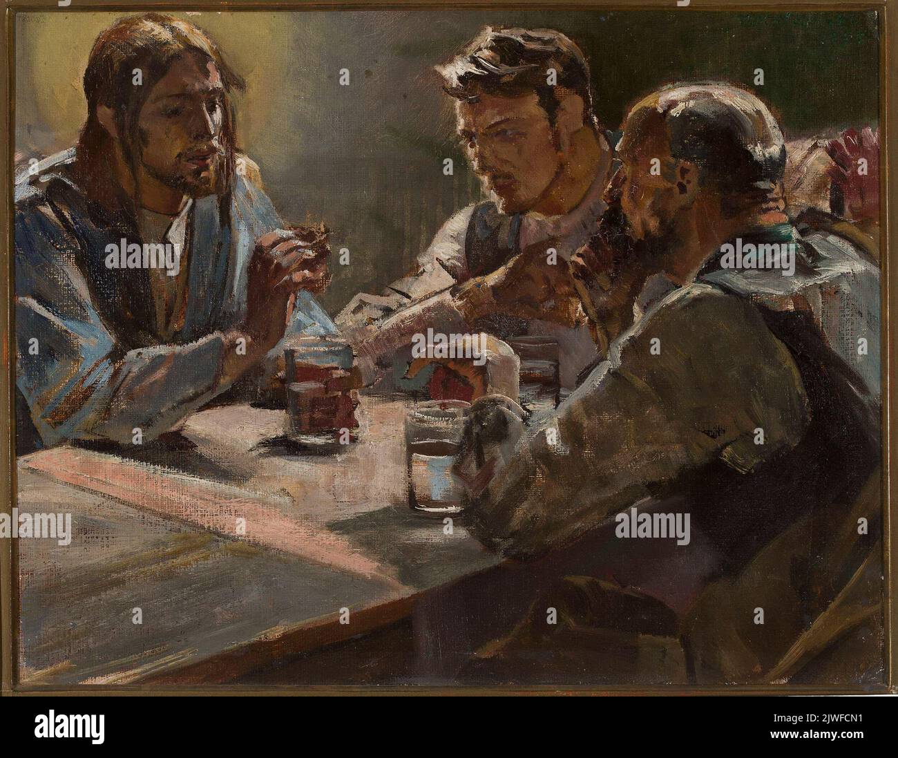 Christ in Emmaus. Malczewski, Jacek (1854-1929), painter Stock Photo ...