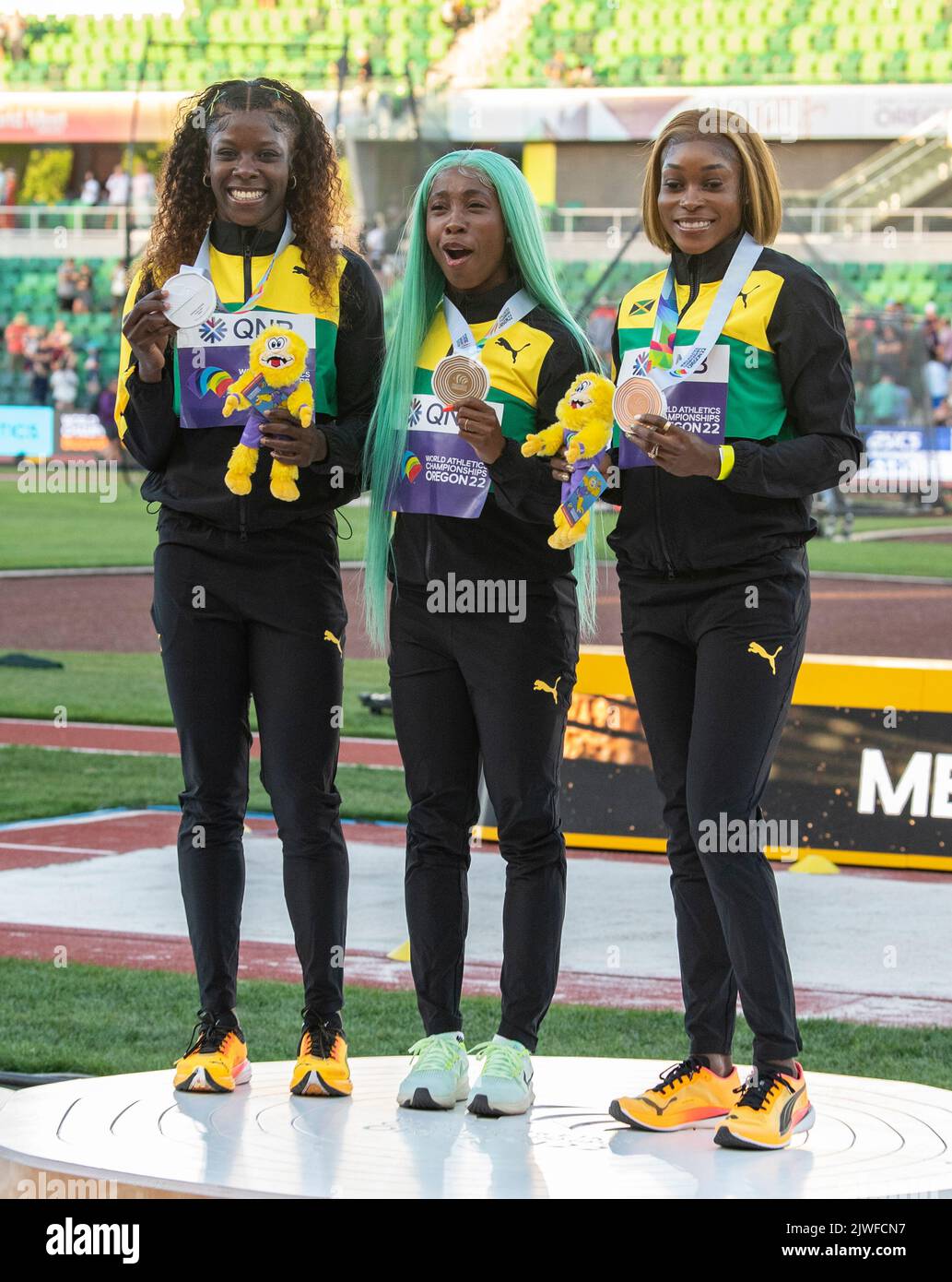 Shericka Jackson, Shelly-Ann Fraser - Pryce and Elaine Thompson-Herah ...