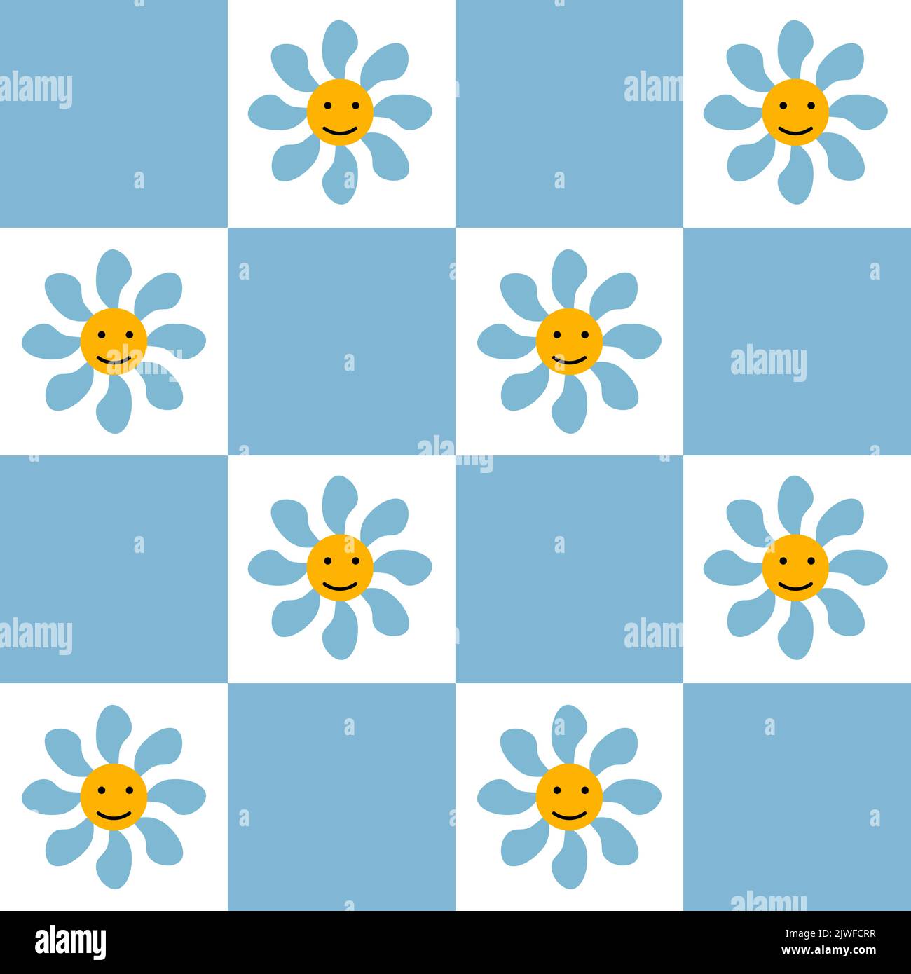 Pattern in light blue checkered and small flowers. Vintage colors in ...