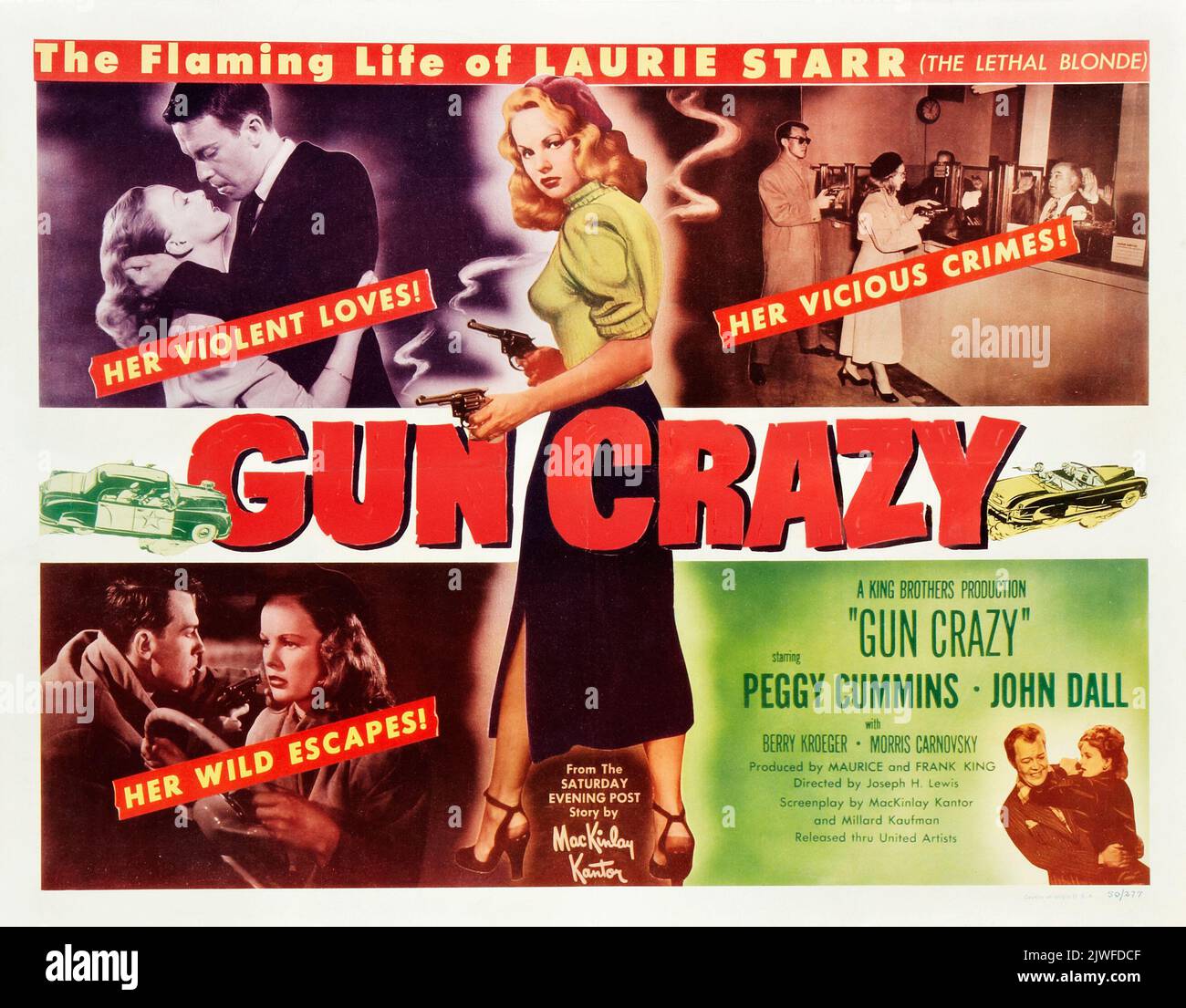Gun Crazy (United Artists, 1950). Half Sheet film poster feat Peggy ...