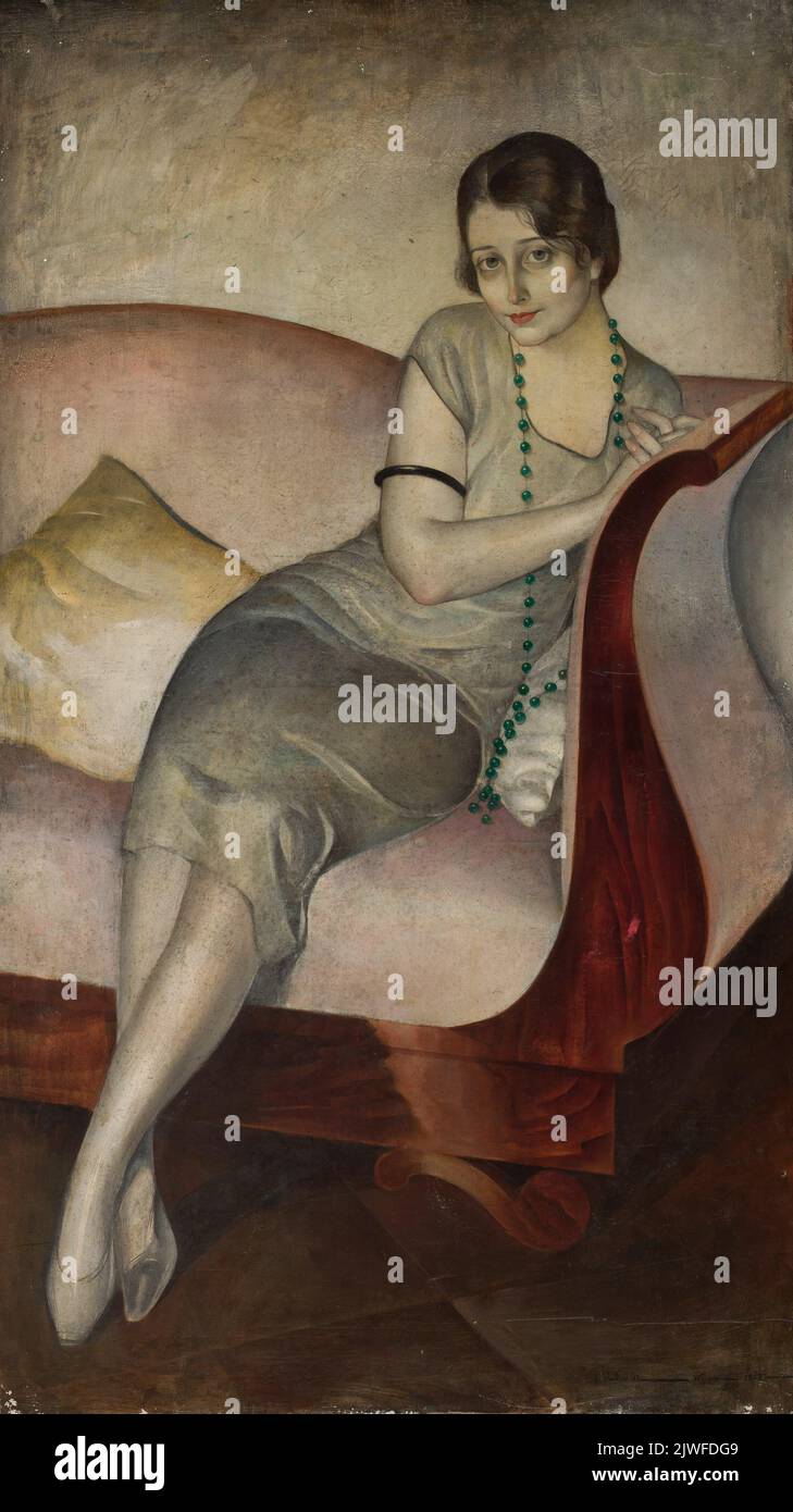 Portrait of a lady on a couch. Rudnicki, Jan (1887-1936), painter Stock ...