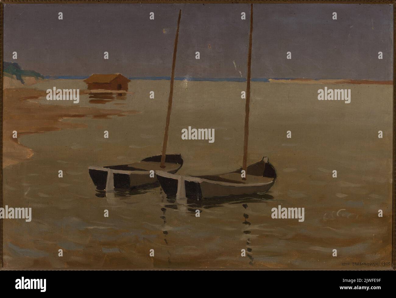 Fishing boats. Trojanowski, Edward (1873-1930), painter Stock Photo - Alamy