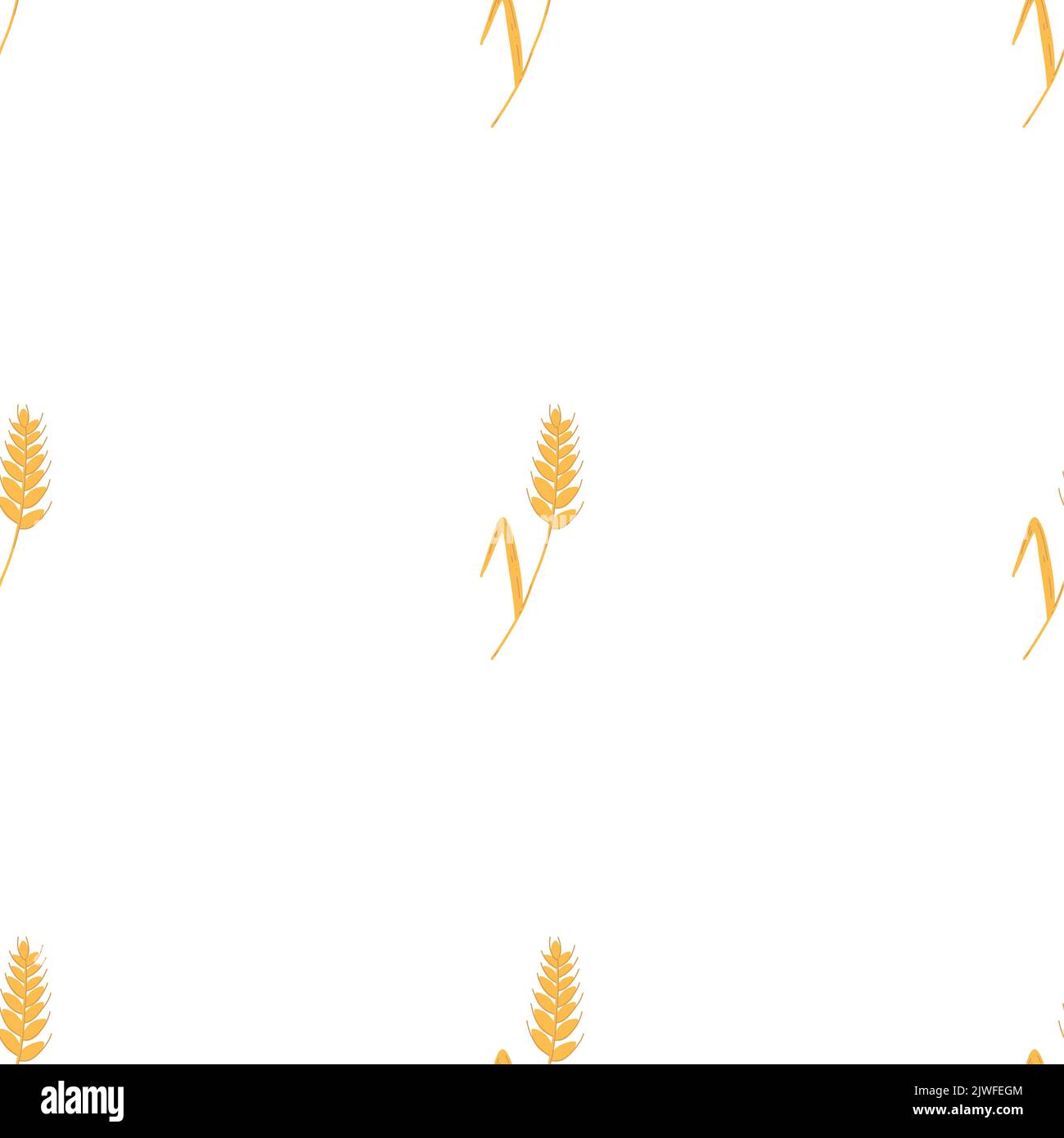 Seamless pattern with spikelets and grains of wheat on white background ...