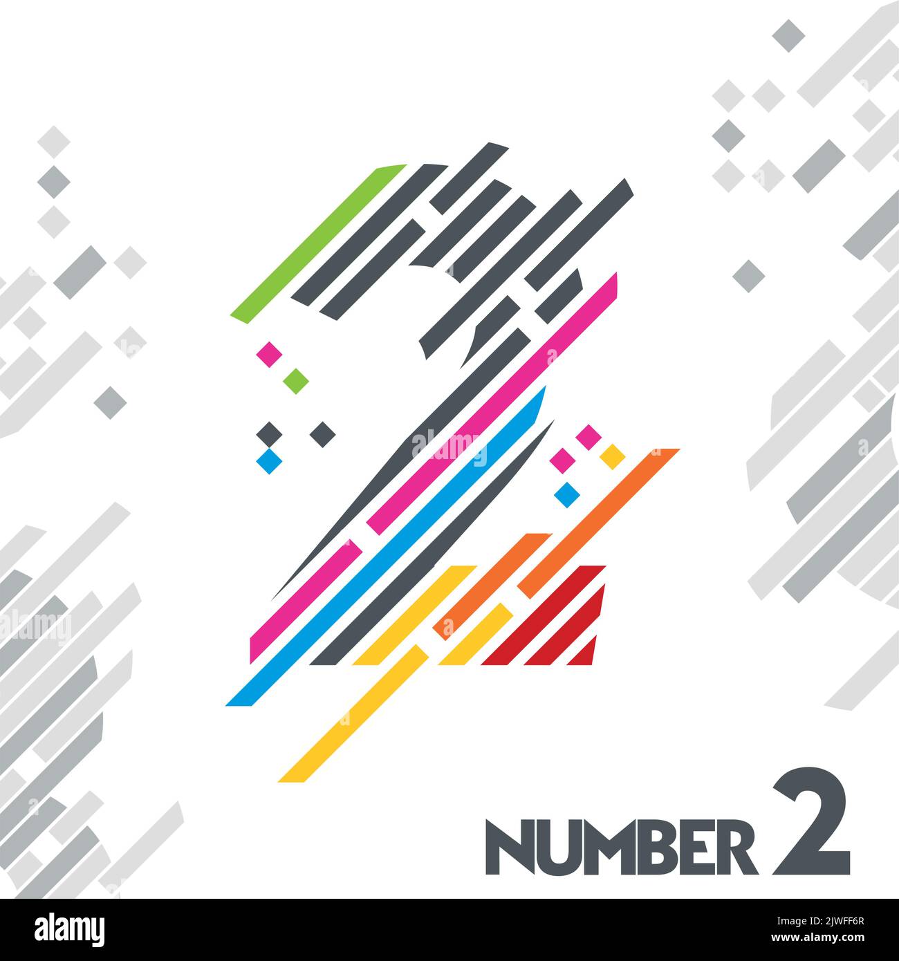 number 2 (two) with unique designs of color stripes Stock Vector Image ...
