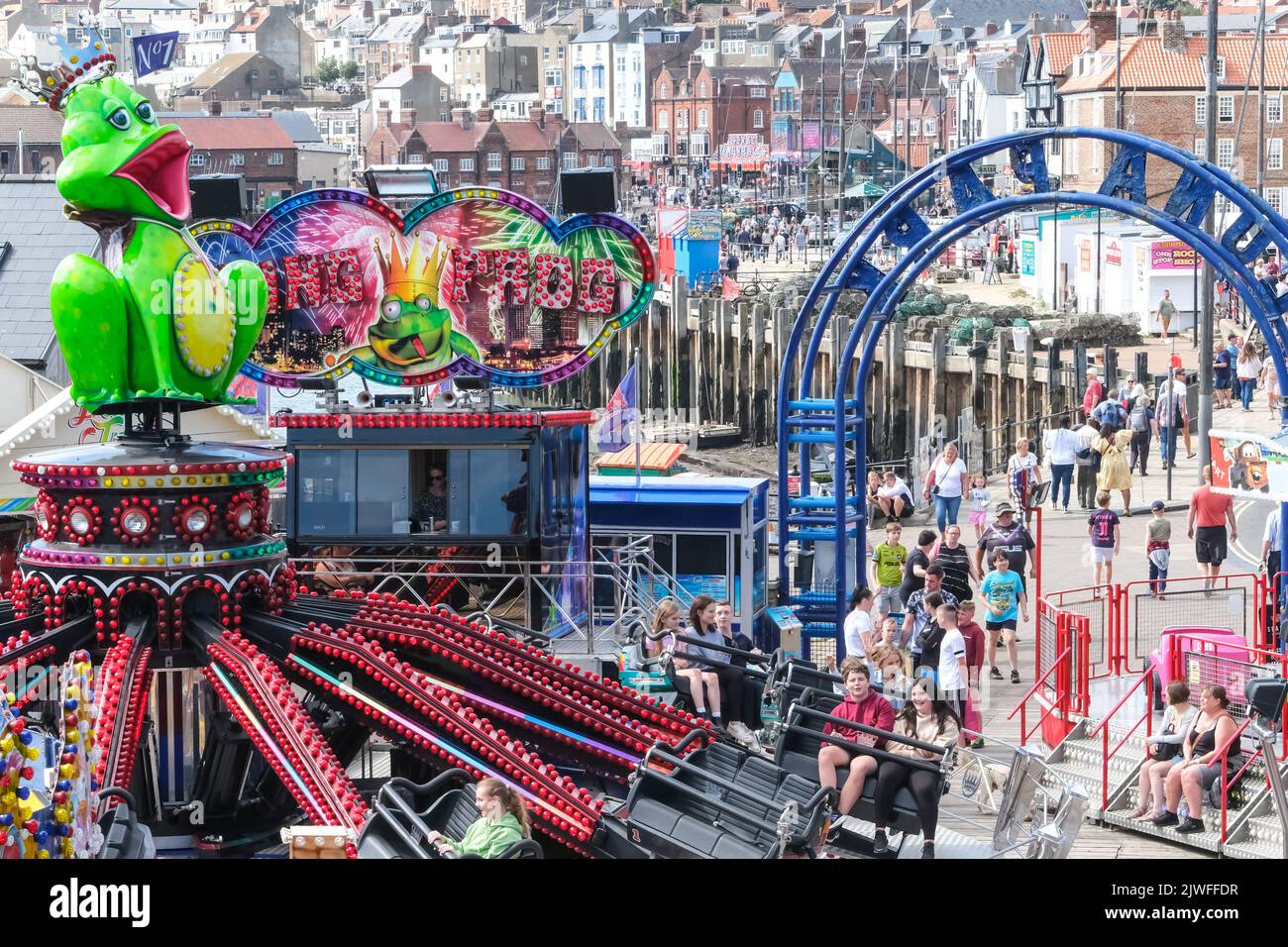 Scarborough, North Yorkshire, UK, September 1 2022 Looking over busy ...