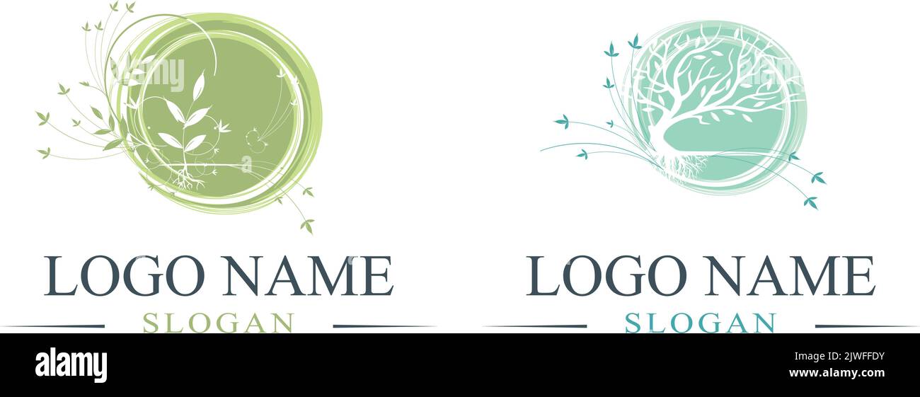 circle abstract logo with plants inside Stock Vector Image & Art - Alamy