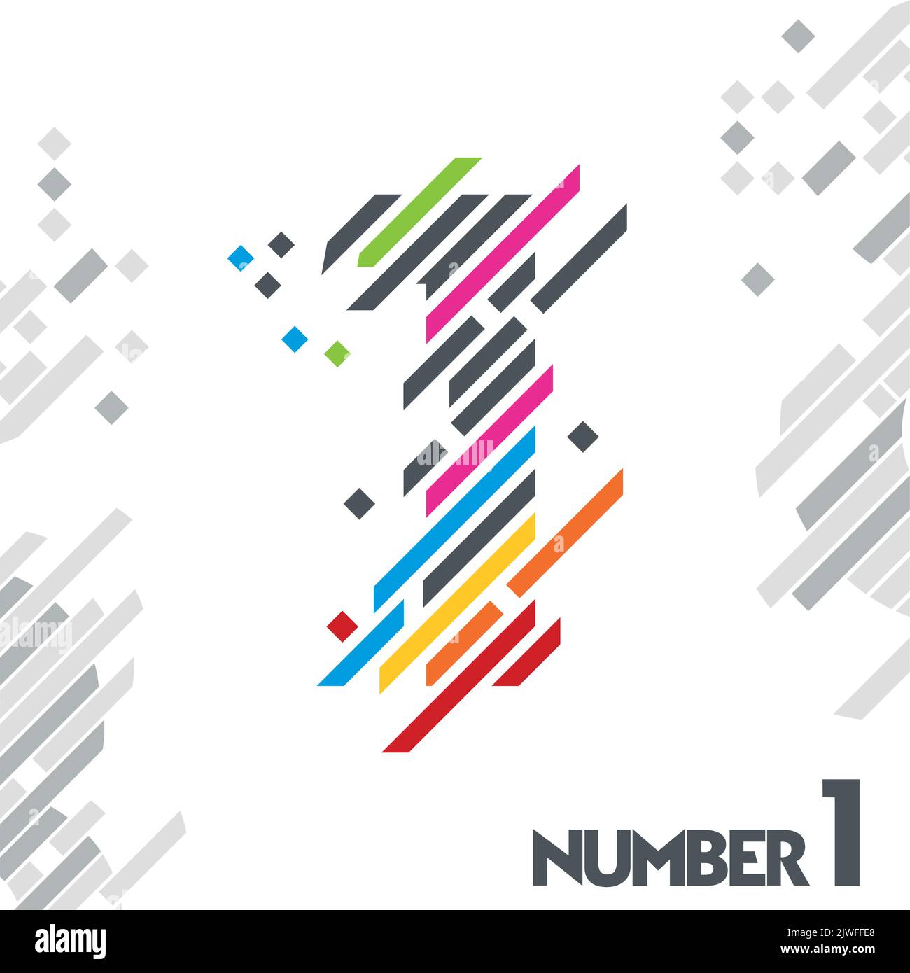number 1 (one) with unique designs of color stripes Stock Vector Image ...