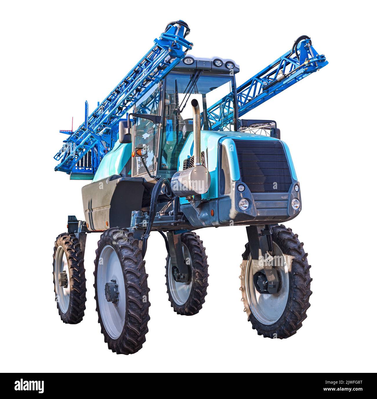 Self propelled sprayer, chemical applicator isolated over white ...