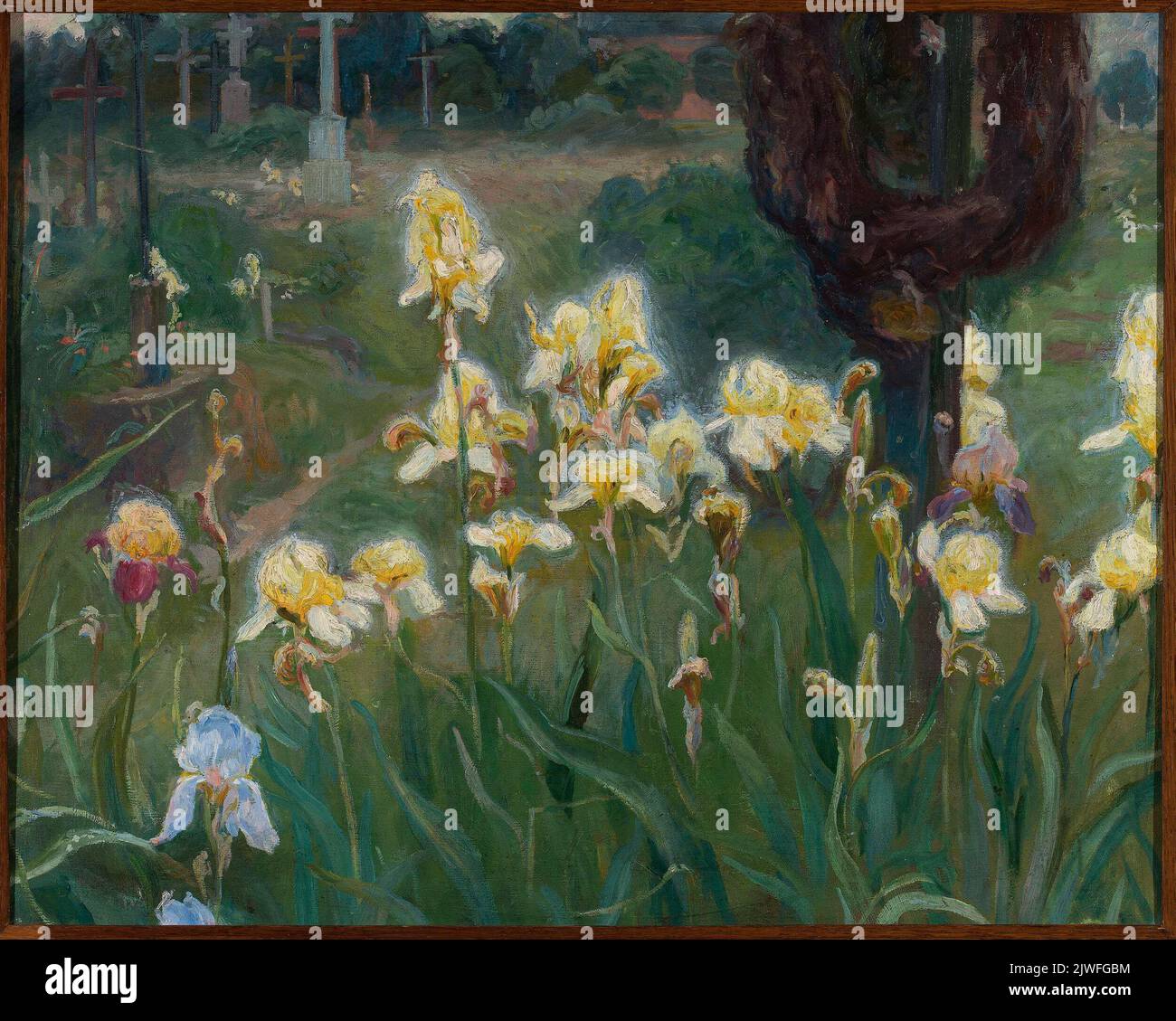 Irises in the graveyard. Neuman, Maksymilian (1873-post 1903), painter ...
