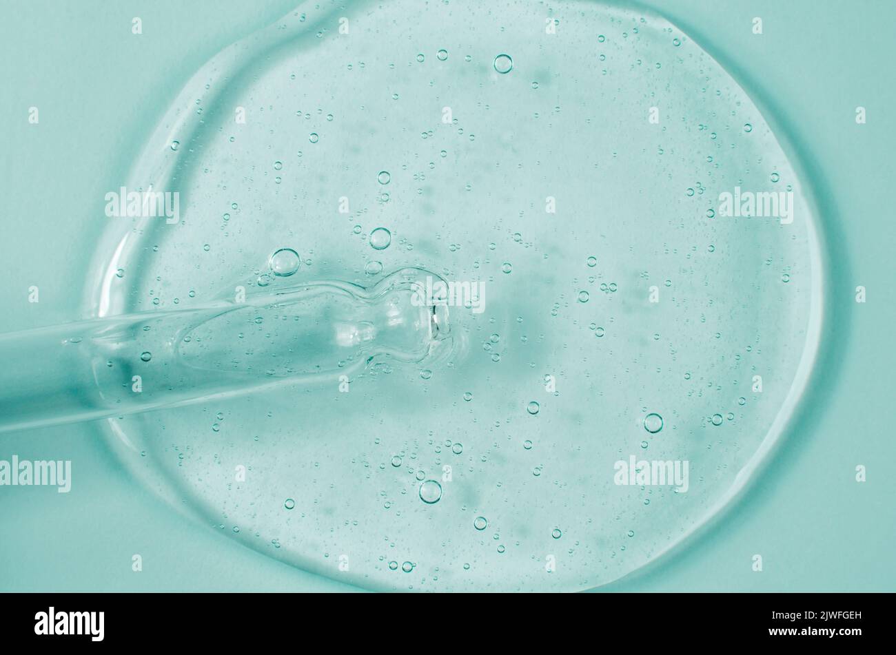 Laboratory research in cosmetology. Transparent cosmetic gel with air ...