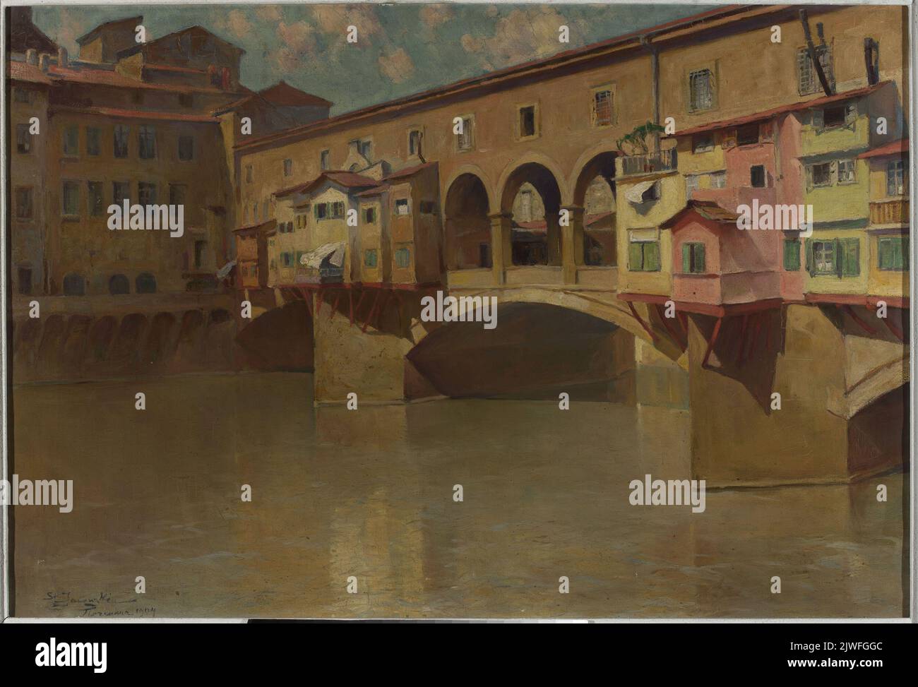 Bridge over the Arno River. Janowski, Stanisław (1866-1942), painter ...