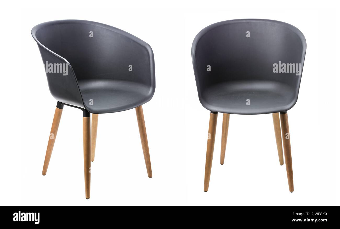 Black chairs isolated over white background Stock Photo - Alamy