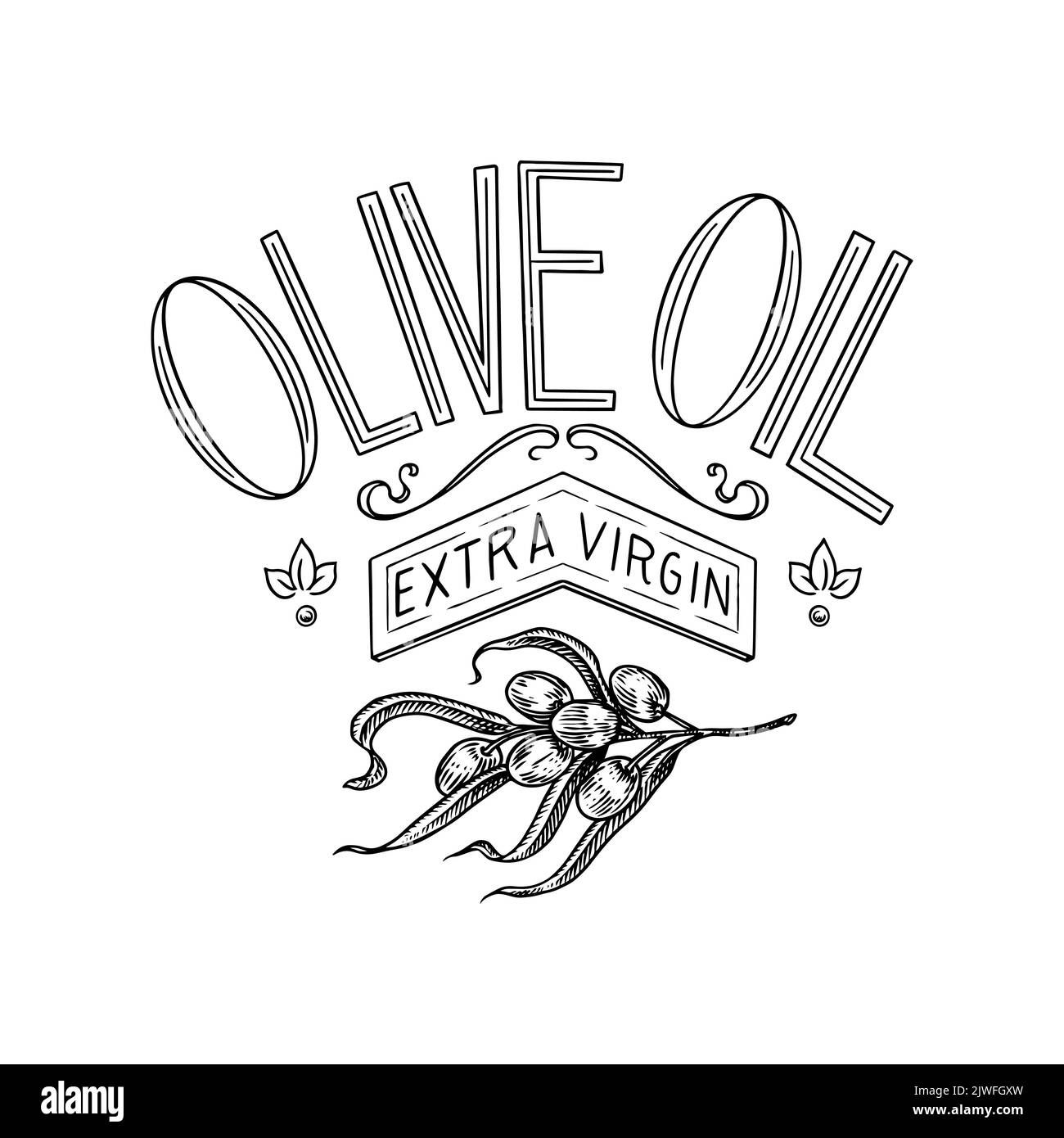 Olive tree logo engraved hand hi-res stock photography and images - Alamy