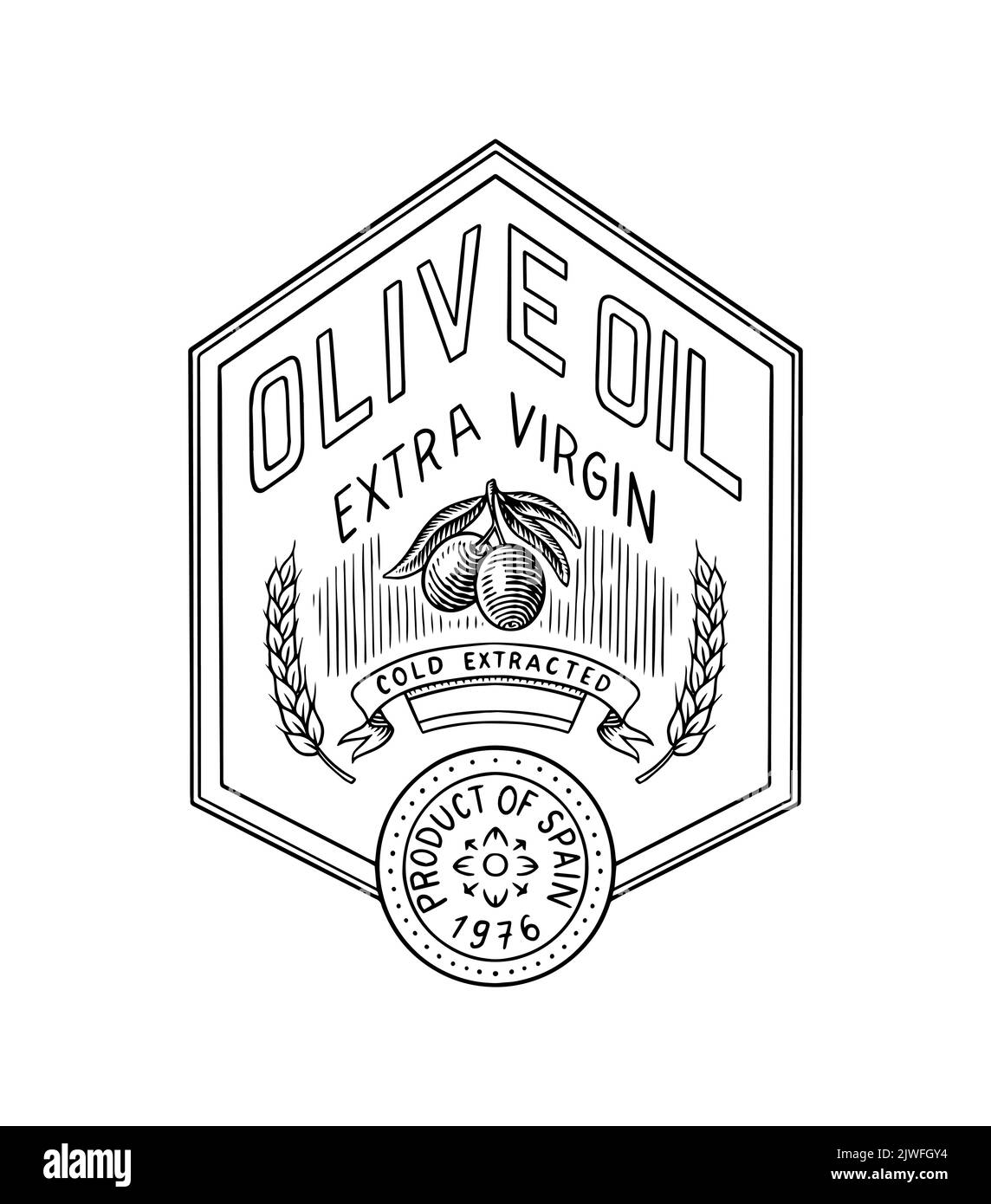 Olive tree logo engraved hand hi-res stock photography and images - Alamy