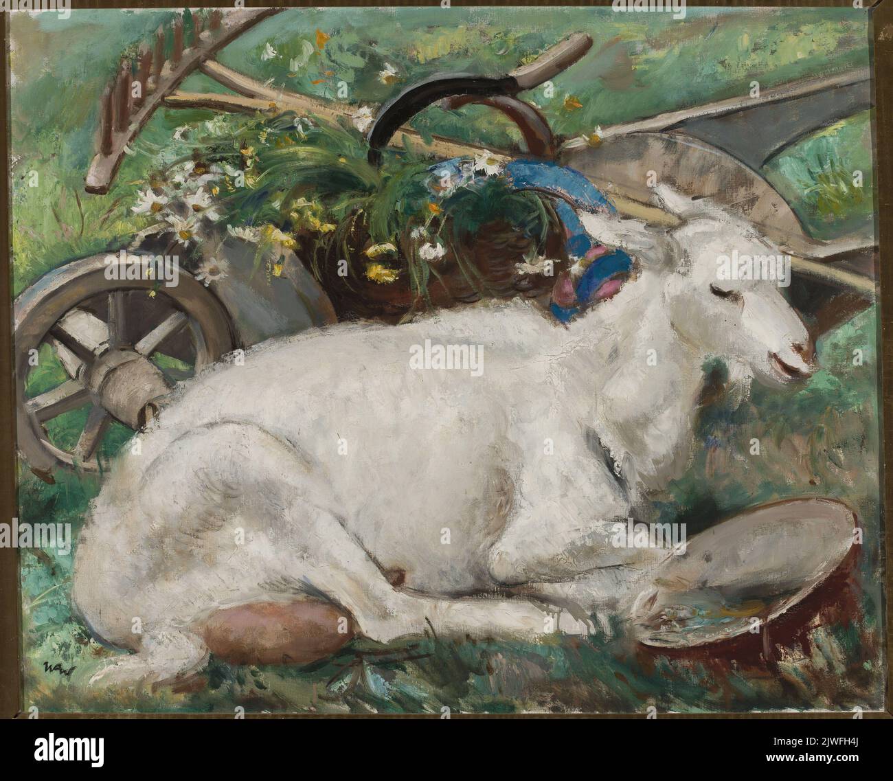Goat against landscape. Weiss, Wojciech (1875-1950), painter Stock ...