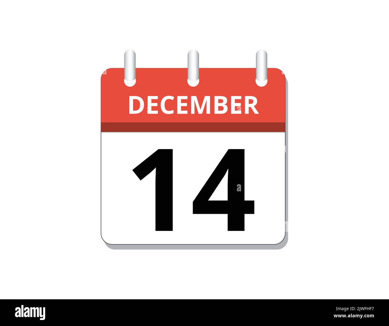 December, 14th calendar icon vector, concept of schedule, business and ...