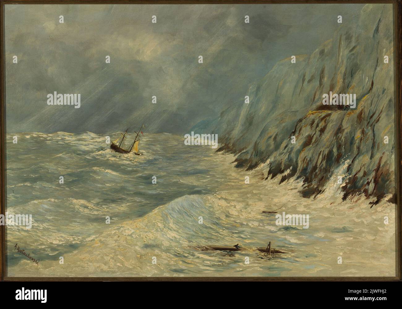 Ship on a rough sea. Małachowski-Jaxa, Soter August (1867-1952 ...