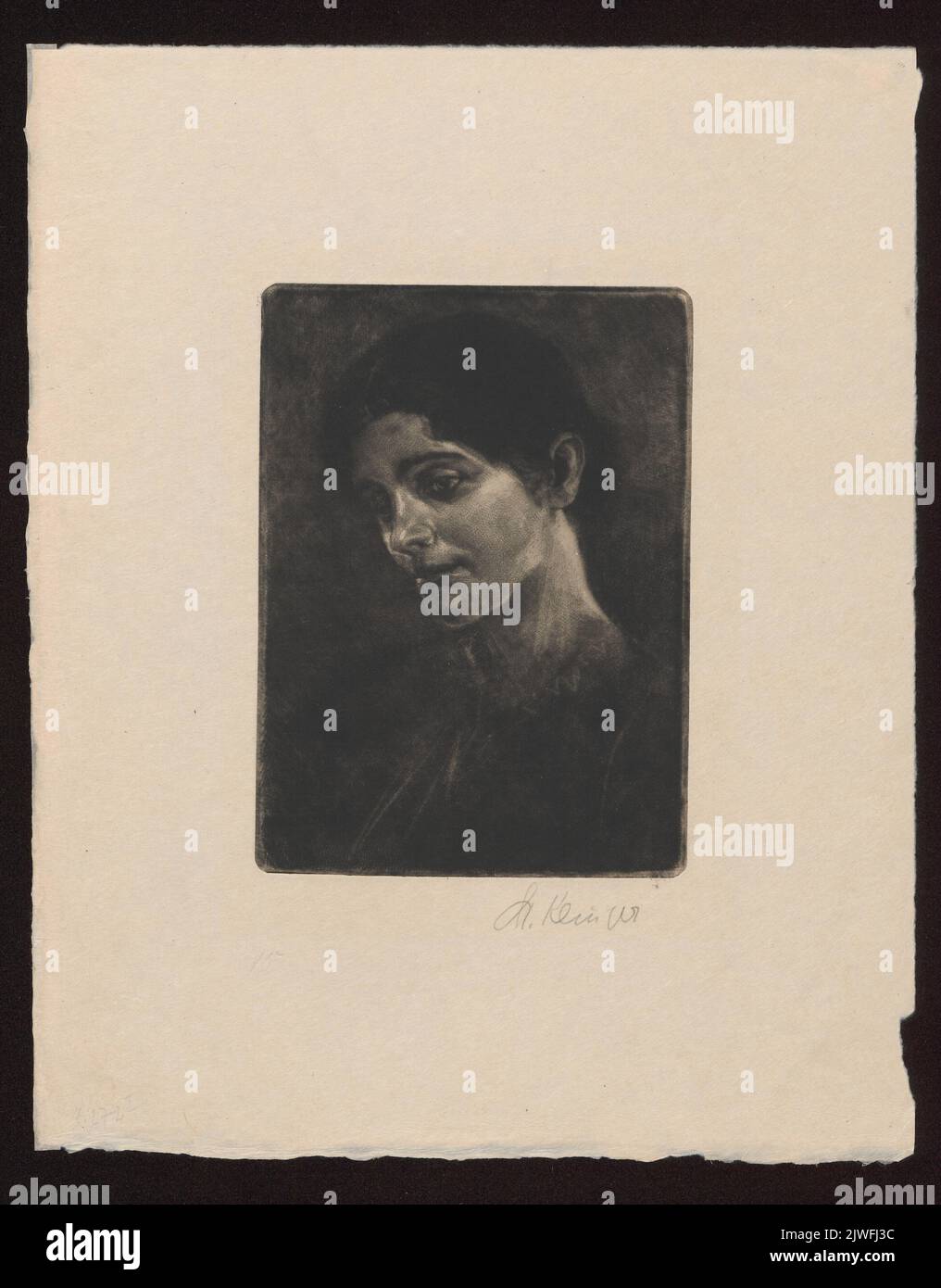 Weiblichwer Kopf in Schabkunst. Klinger, Max (1857-1920), graphic ...