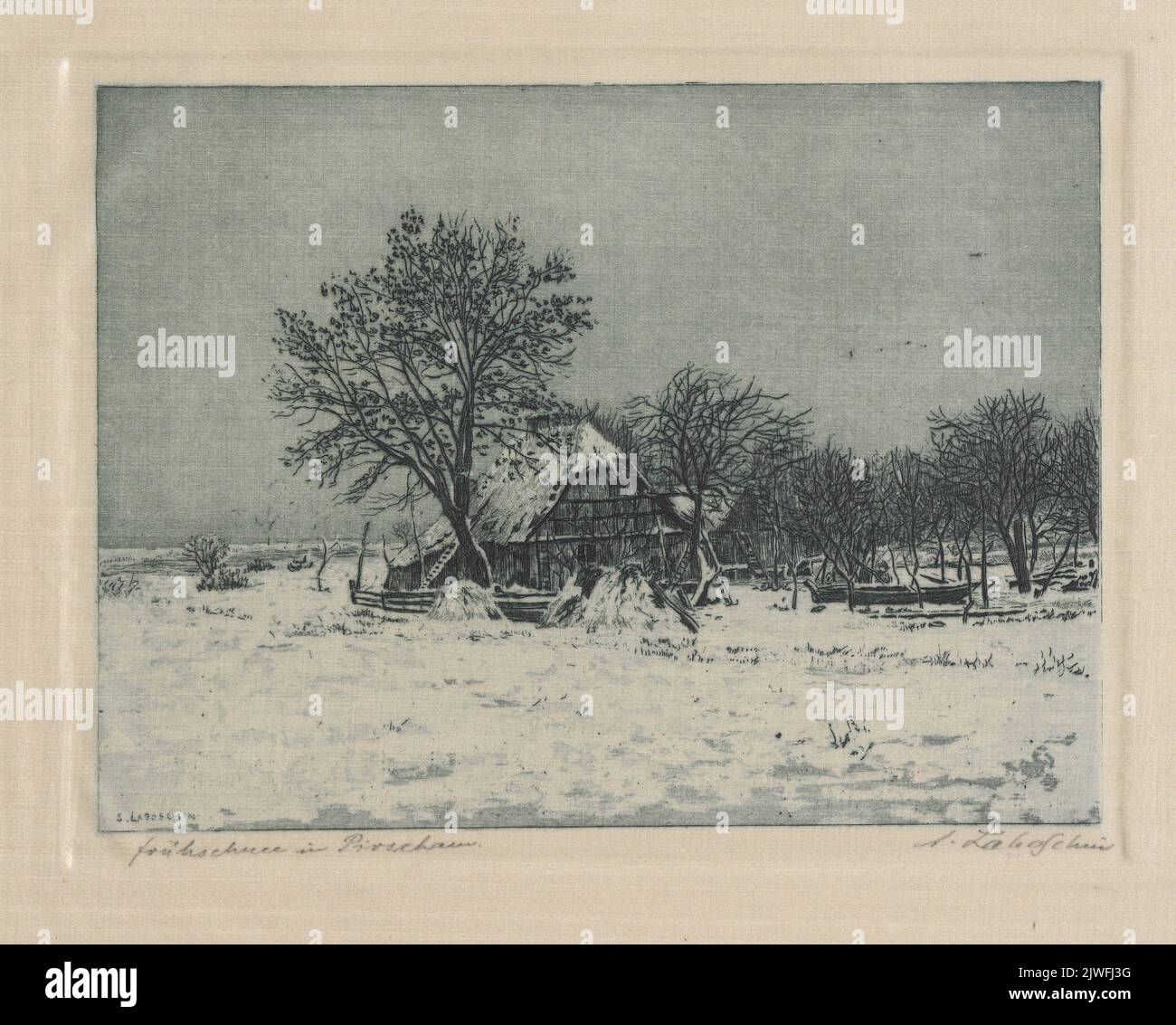 Frühschnee im Pirscham. Laboschin, Siegfried (1868-1929), graphic ...