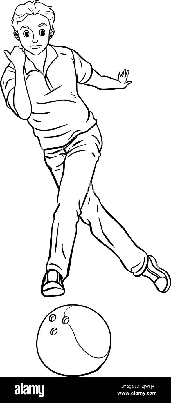 Bowling Isolated Coloring Page for Kids Stock Vector Image & Art - Alamy