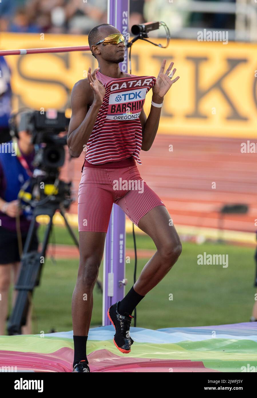 Mutaz Essa Barshim of Qatar competing in the men’s high jump at the ...