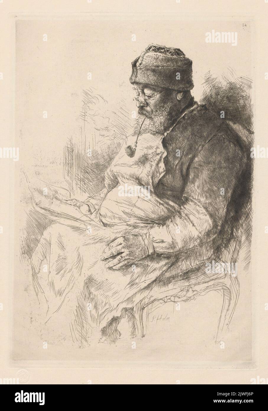 Old man reading, portrait study, chart 4 of the portfolio: Original ...
