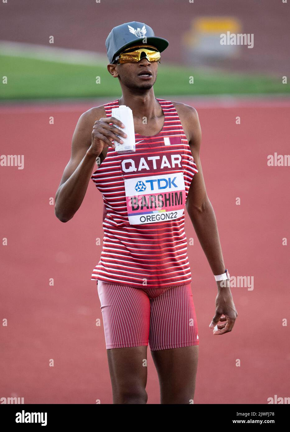 Mutaz Essa Barshim of Qatar competing in the men’s high jump at the ...
