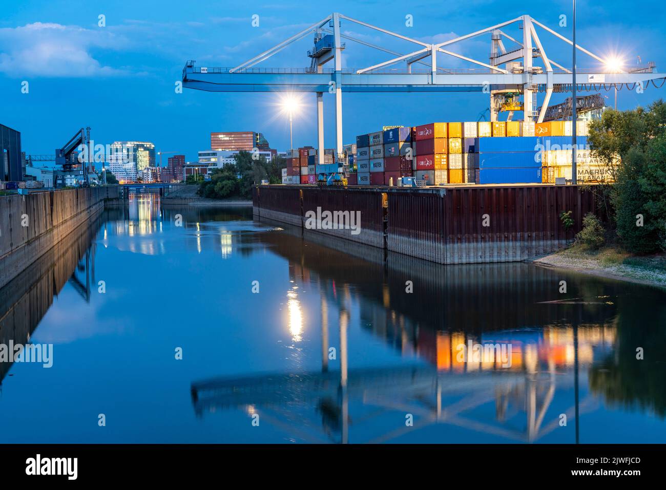 Port facilities, container terminal of DCH Düsseldorfer Container Hafen ...