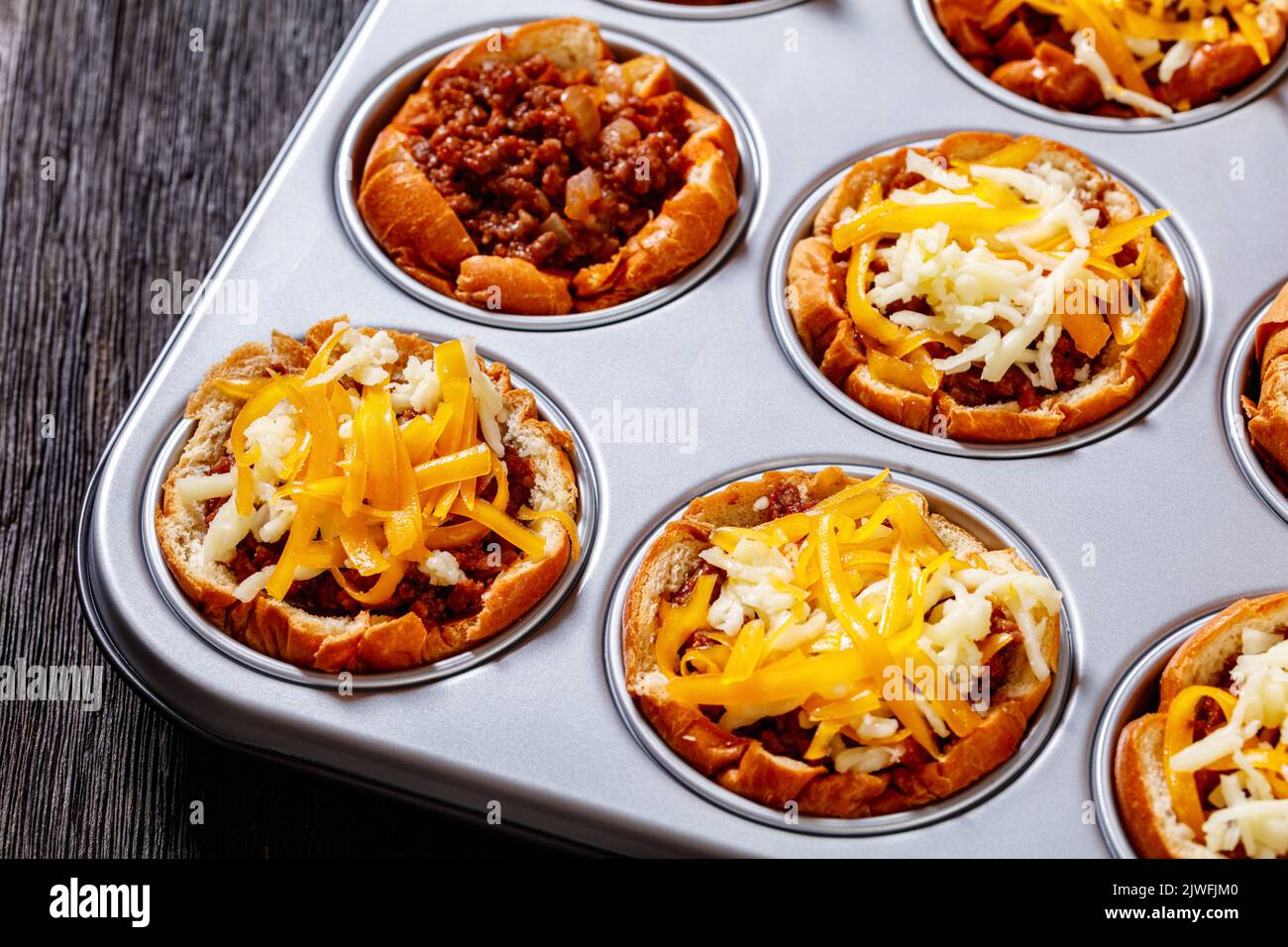 sloppy joe cups, hamburger bun cups with ground beef and onions tossed ...