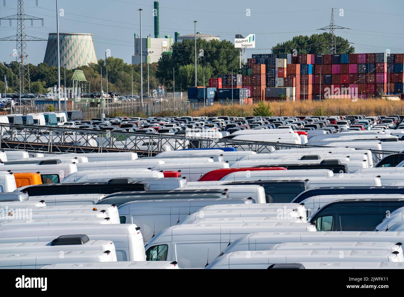 Car terminal in the inland port Logport I, in Duisburg on the Rhine ...