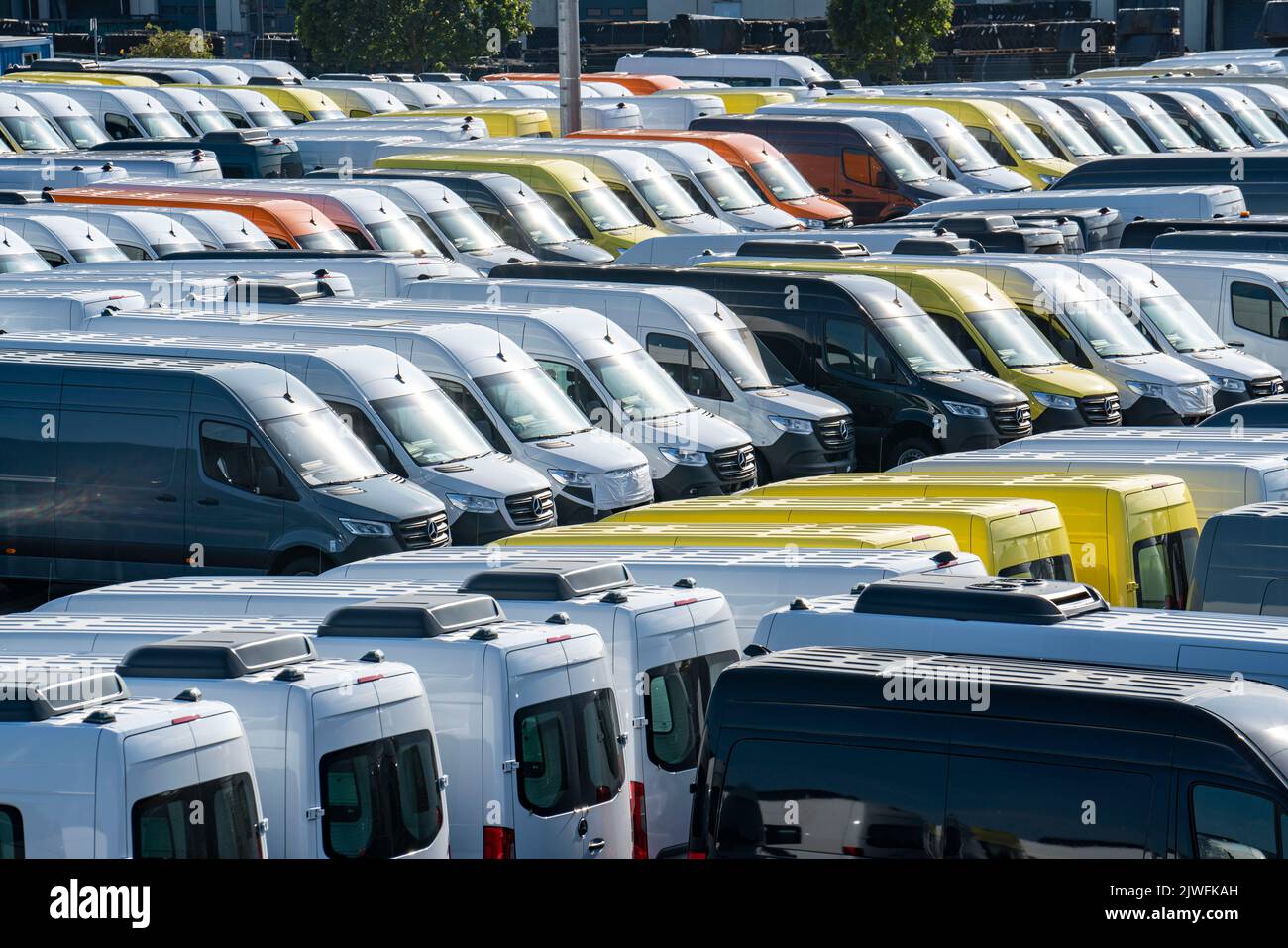 Car terminal in the inland port Logport I, in Duisburg on the Rhine ...