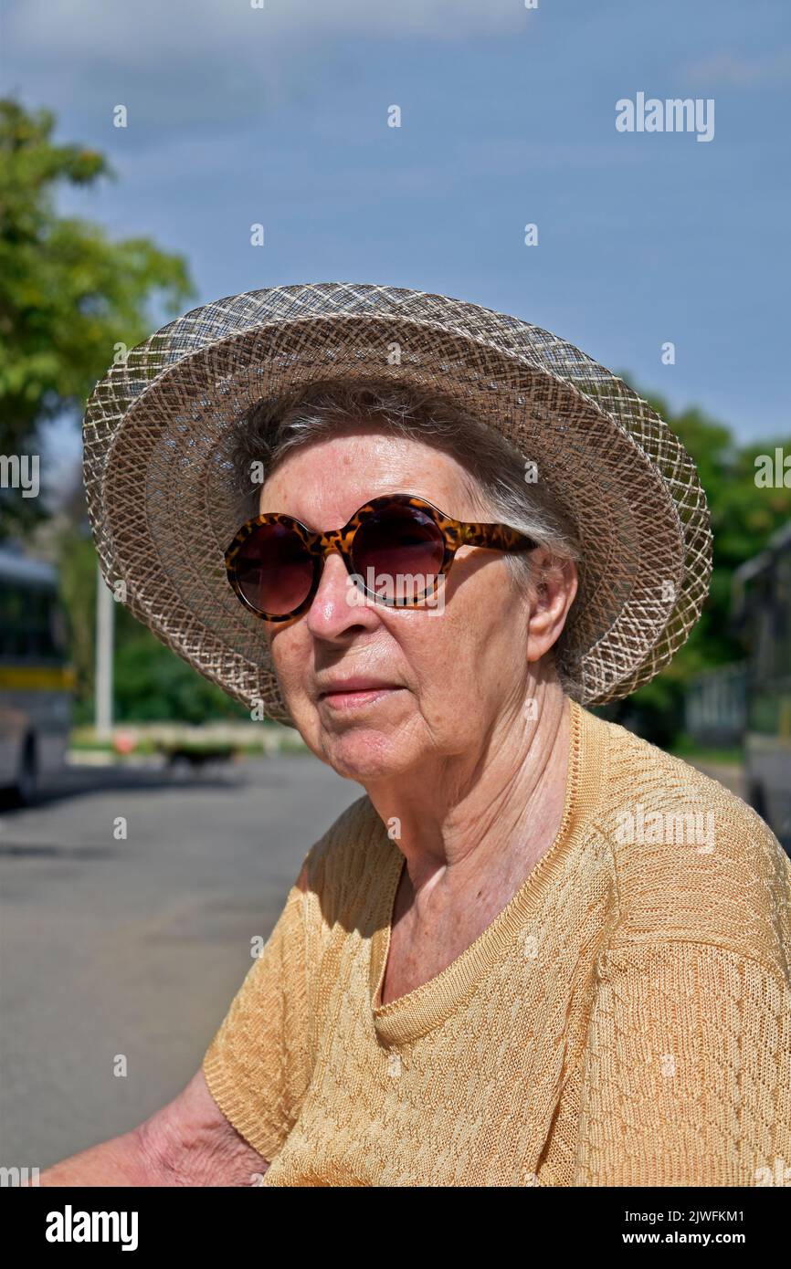 Elderly person sunbathing hi-res stock photography and images - Alamy