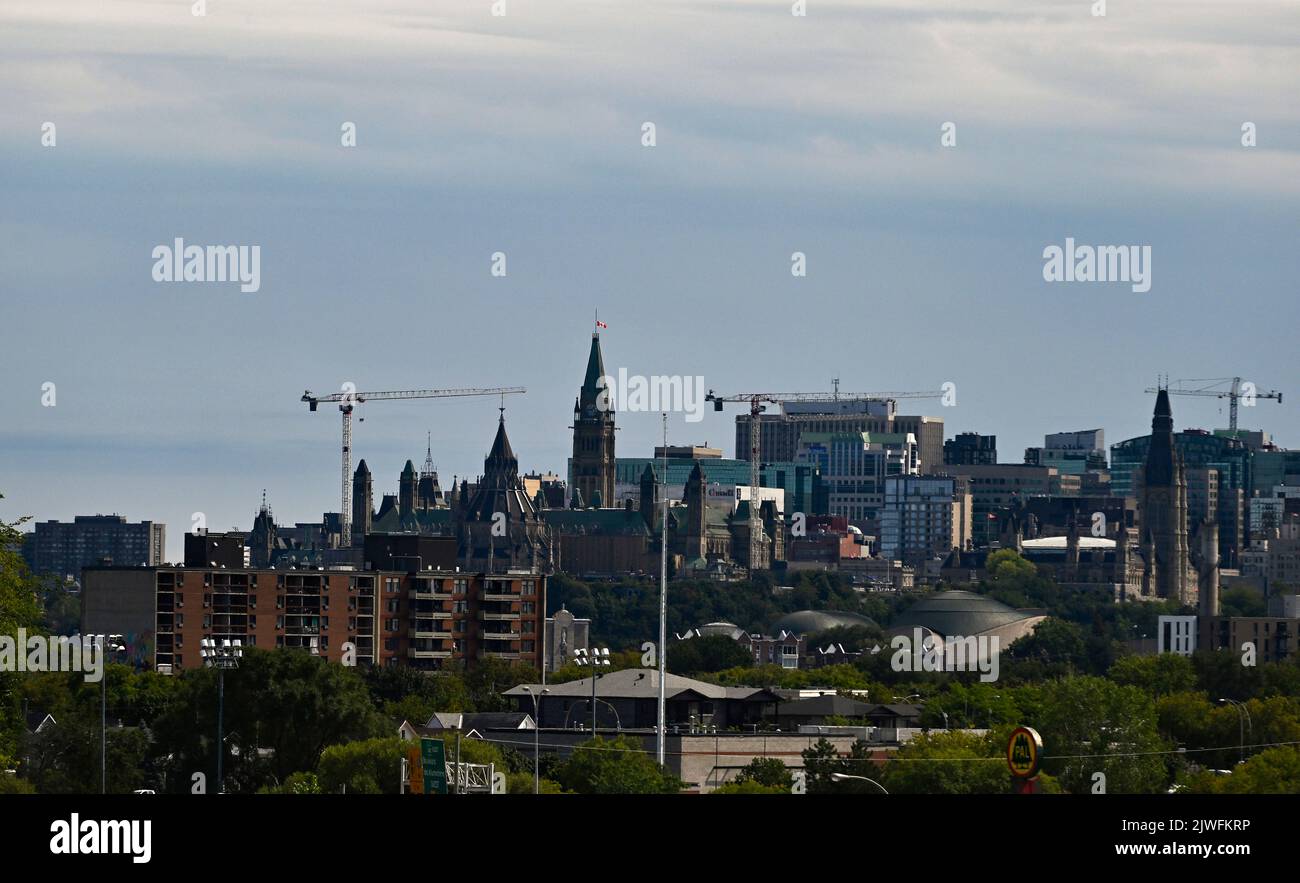 Parliament Hill and the Ottawa skyline are seen on Monday, Sept. 5 ...