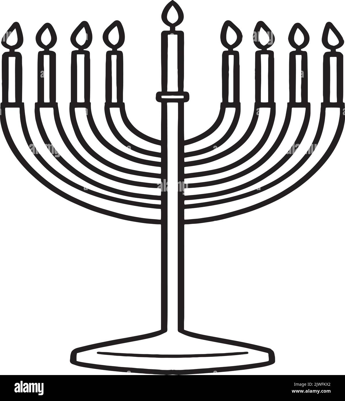 Hanukkah Menorah Isolated Coloring Page for Kids Stock Vector Image ...