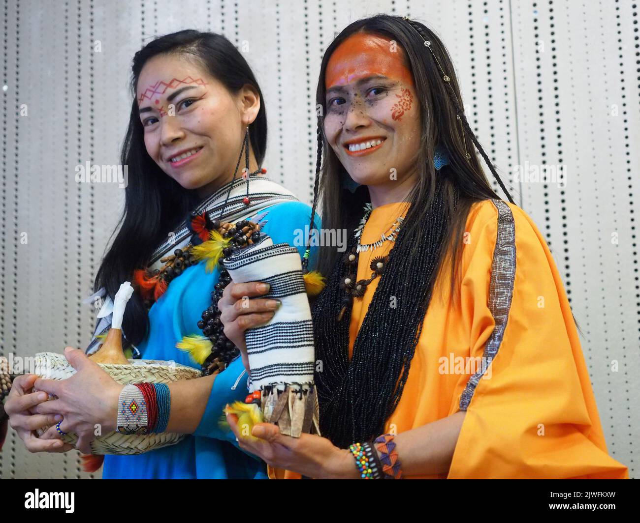 Lima, Peru, 05/09/2022, Indigenous women from the Peruvian amazon ...