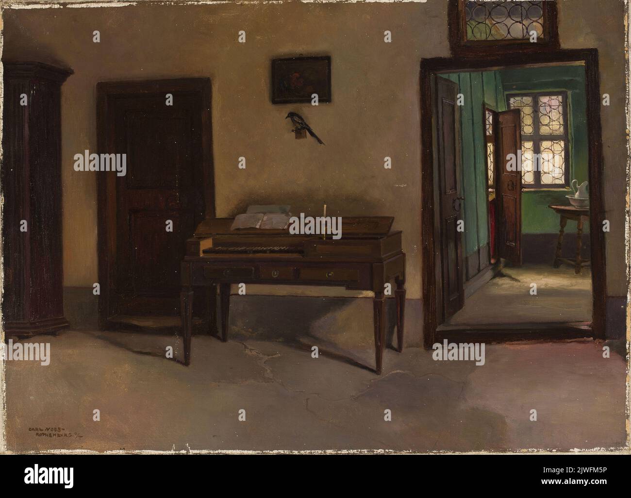 Interior with a clavichord. Voss, Karl Leopold (1856-1921), painter ...