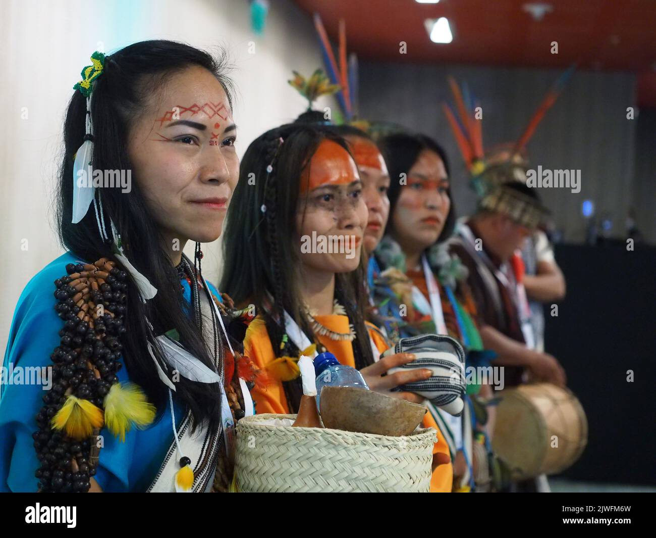 Lima, Peru, 05/09/2022, Indigenous women from the Peruvian amazon ...