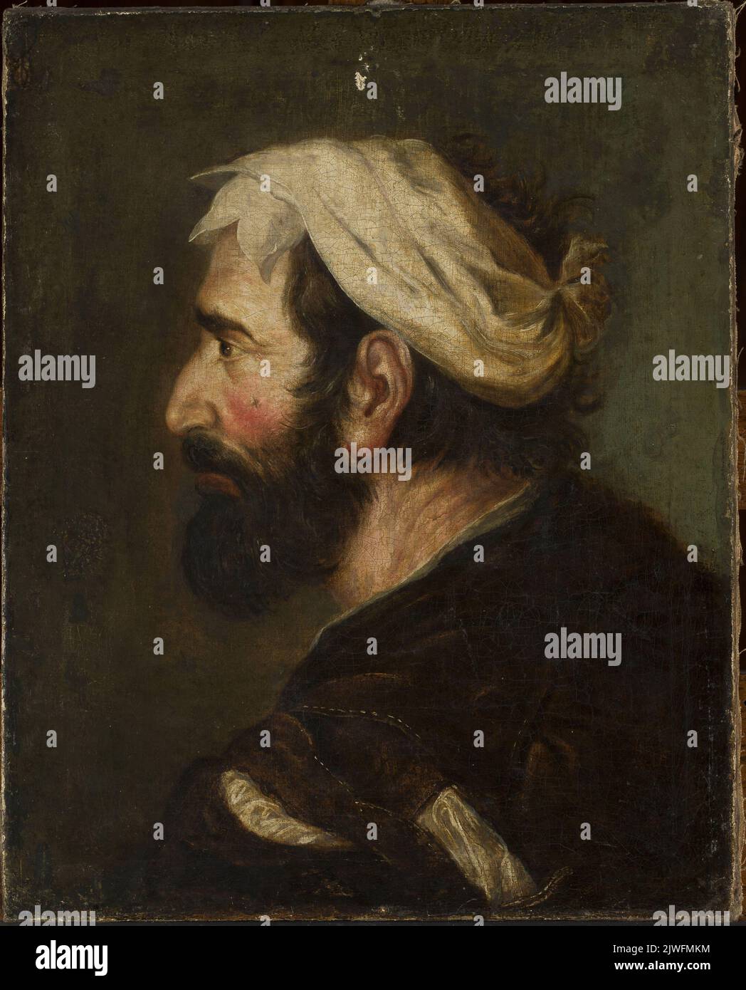 Head of a bearded man in a scarf. unknown, painter Stock Photo - Alamy