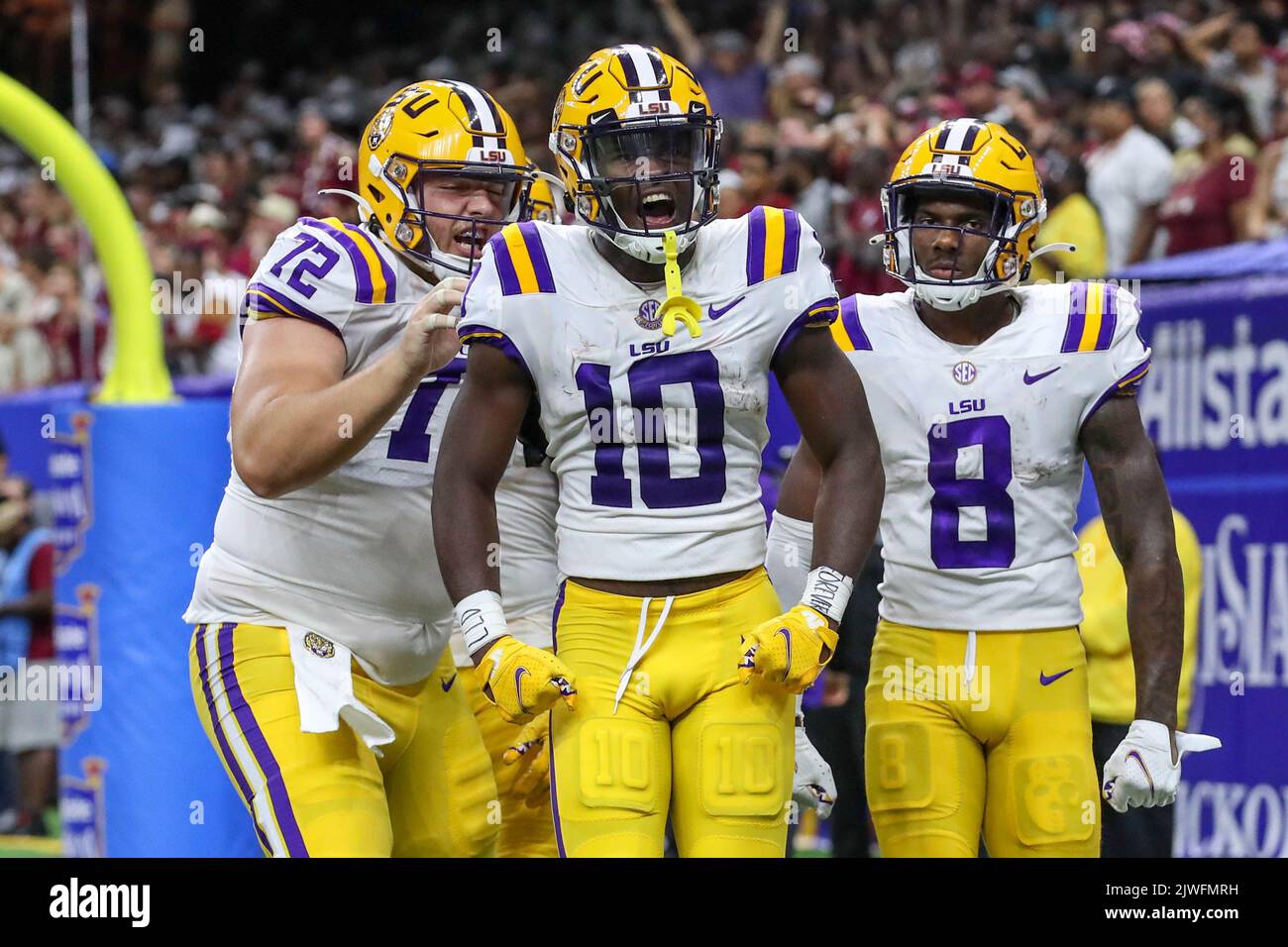 September 4, 2022: LSU wide receiver Jaray Jenkins (10) celebrates ...