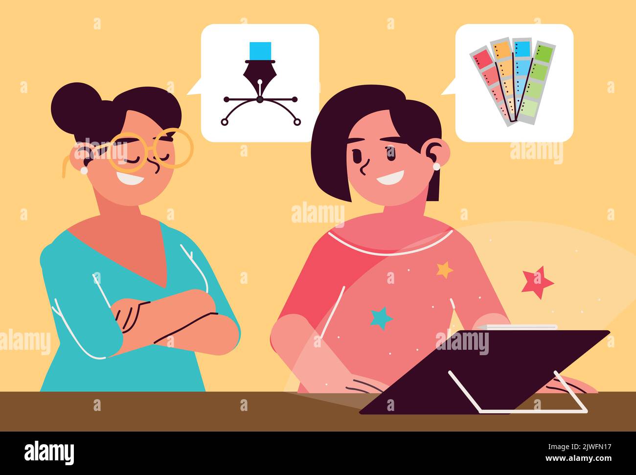 designer teamwork with laptop Stock Vector Image & Art - Alamy