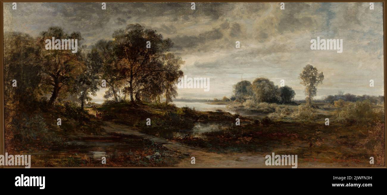 Landscape of the Oder River. Dressler, Adolf (1833-1881), painter Stock ...